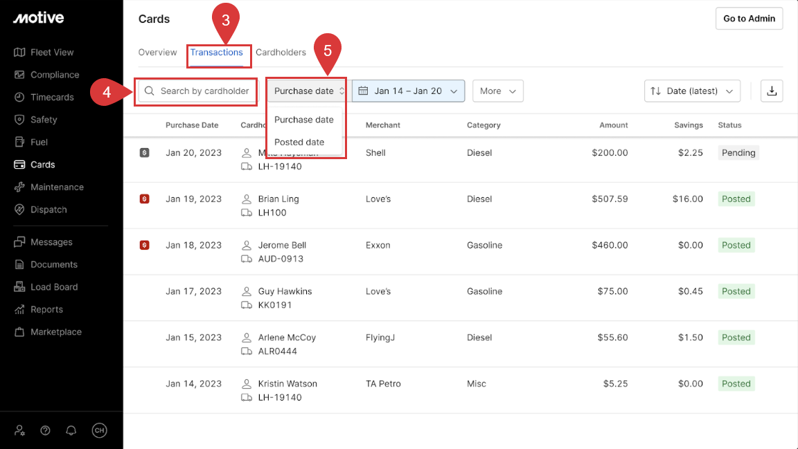 How to view, download, and schedule Motive Card transaction history ...