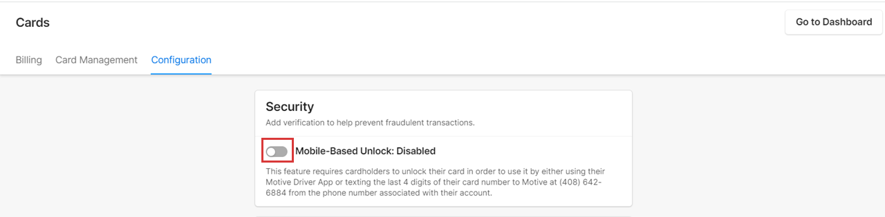 How to enable/disable Mobile-Based Card Unlock feature for Motive Cards ...