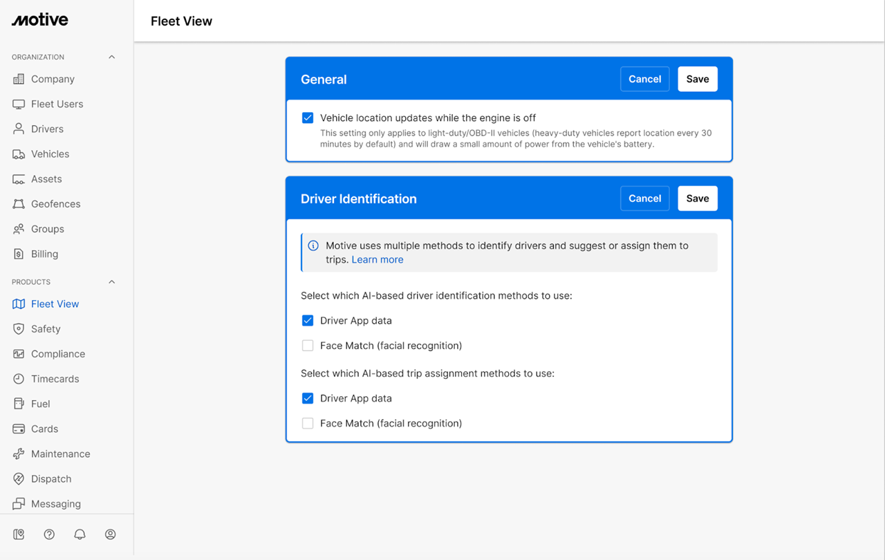 What Driver Identification Methods are used by Motive? – Motive Help Center