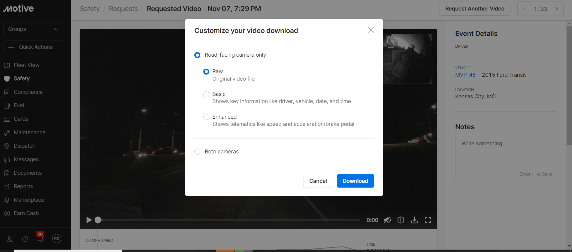 How to download Enhanced Video using Fleet Dashboard – Motive Help Center