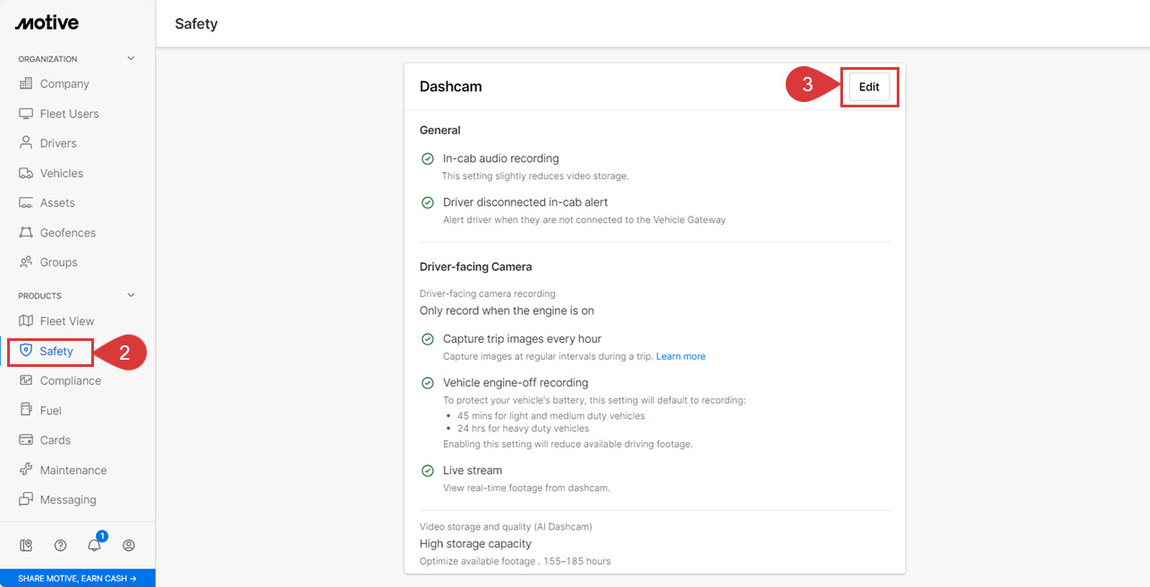 How to enable Audio Recording feature on the Dashcam? – Motive Help Center