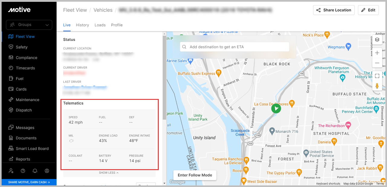 How to view Vehicle Telematics – Motive Help Center