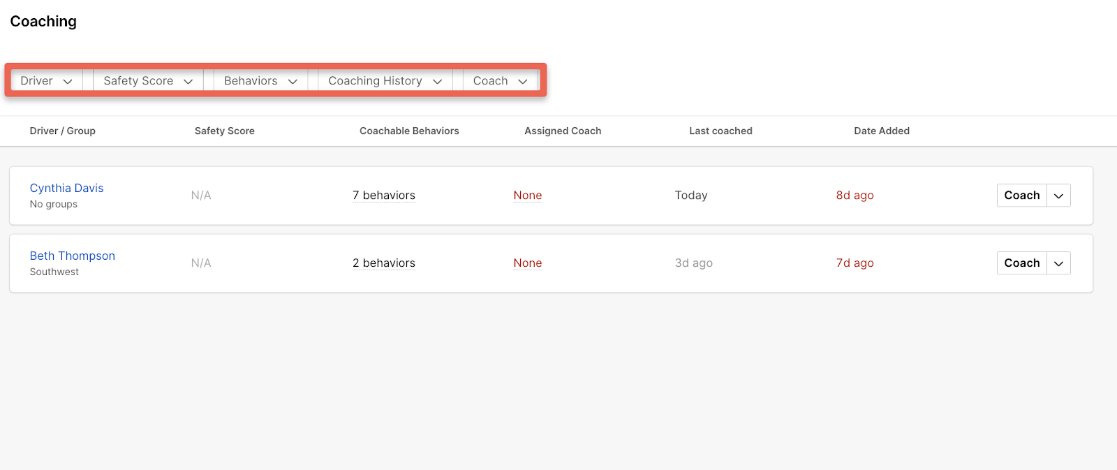 How to know which drivers need coaching – Motive Help Center