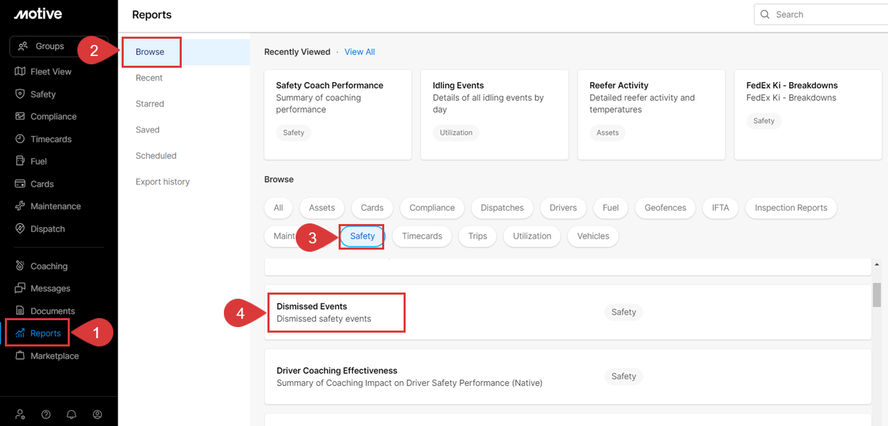 How to view the Dismissed Events Report? – Motive Help Center How to view the Dismissed Events Report? – Motive Help Center