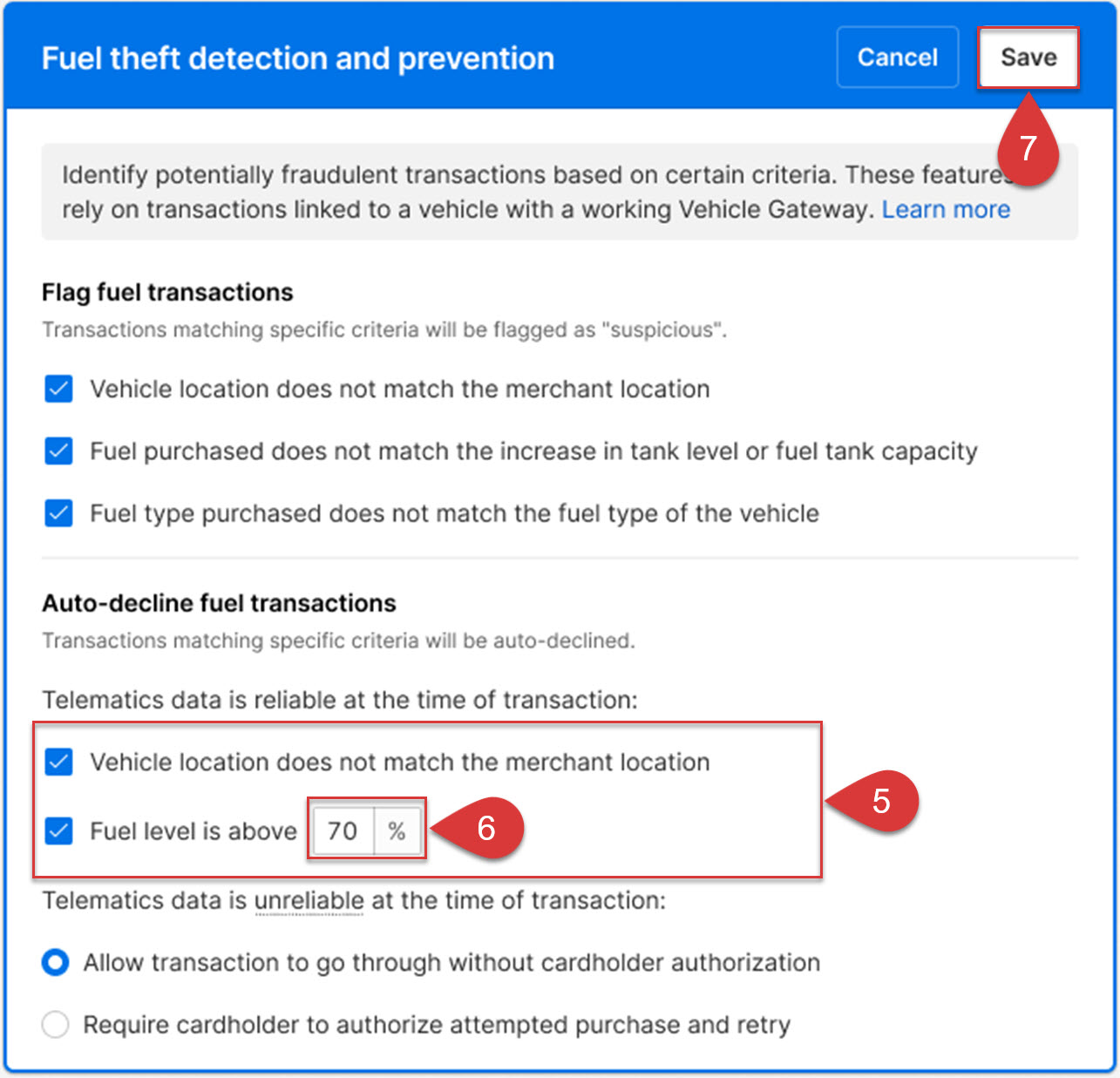 How to enable Auto Decline when fuel level is more than X% – Motive ...
