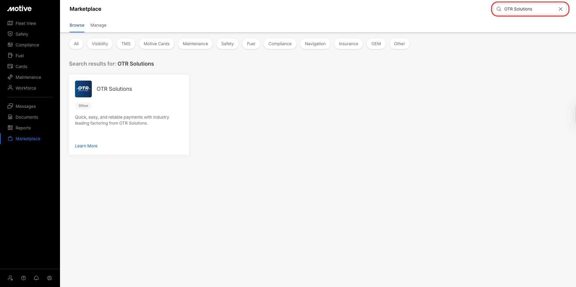 How to enable OTR Solutions integration – Motive Help Center
