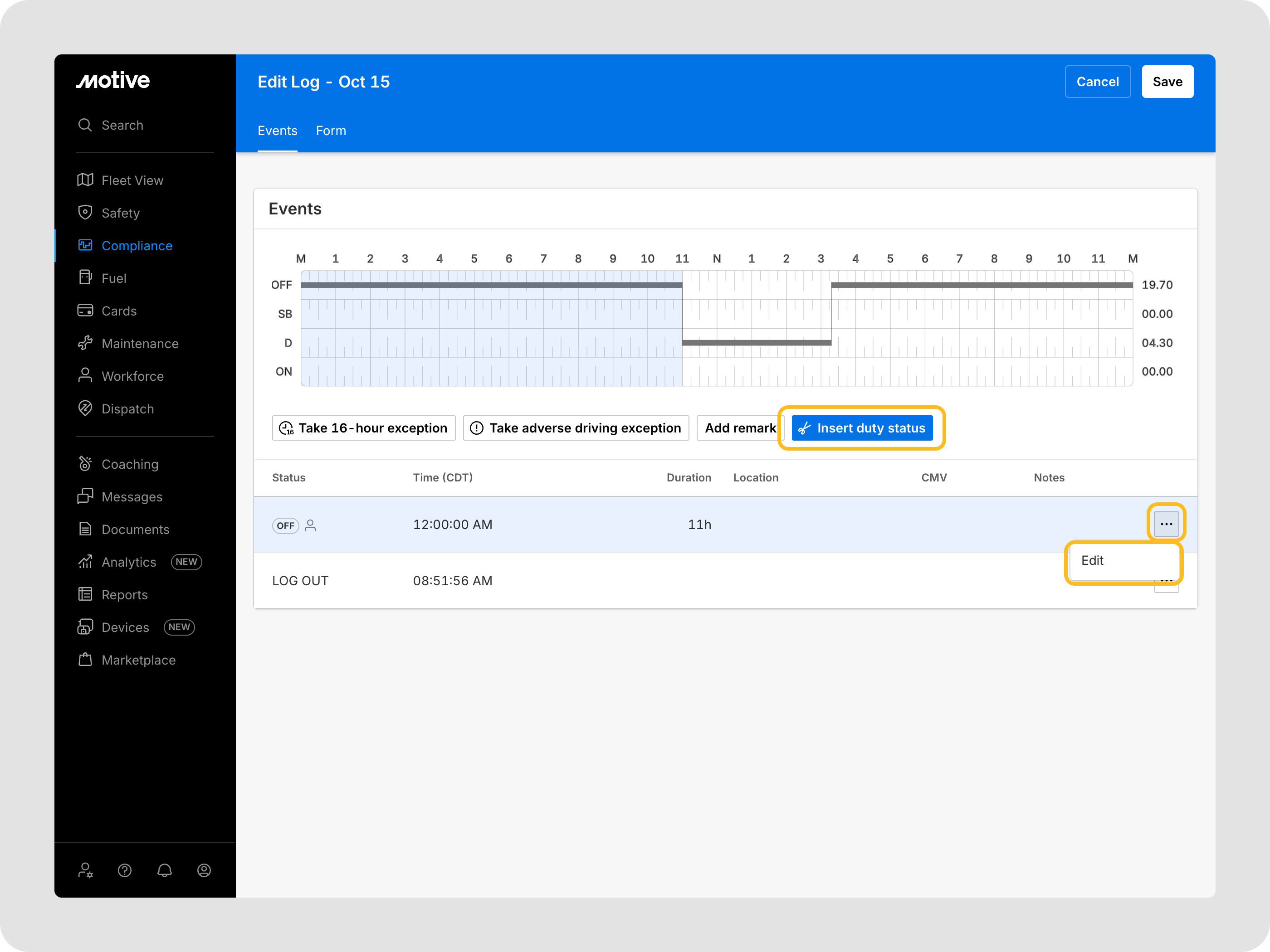 Editing and Managing Logs – Motive Help Center