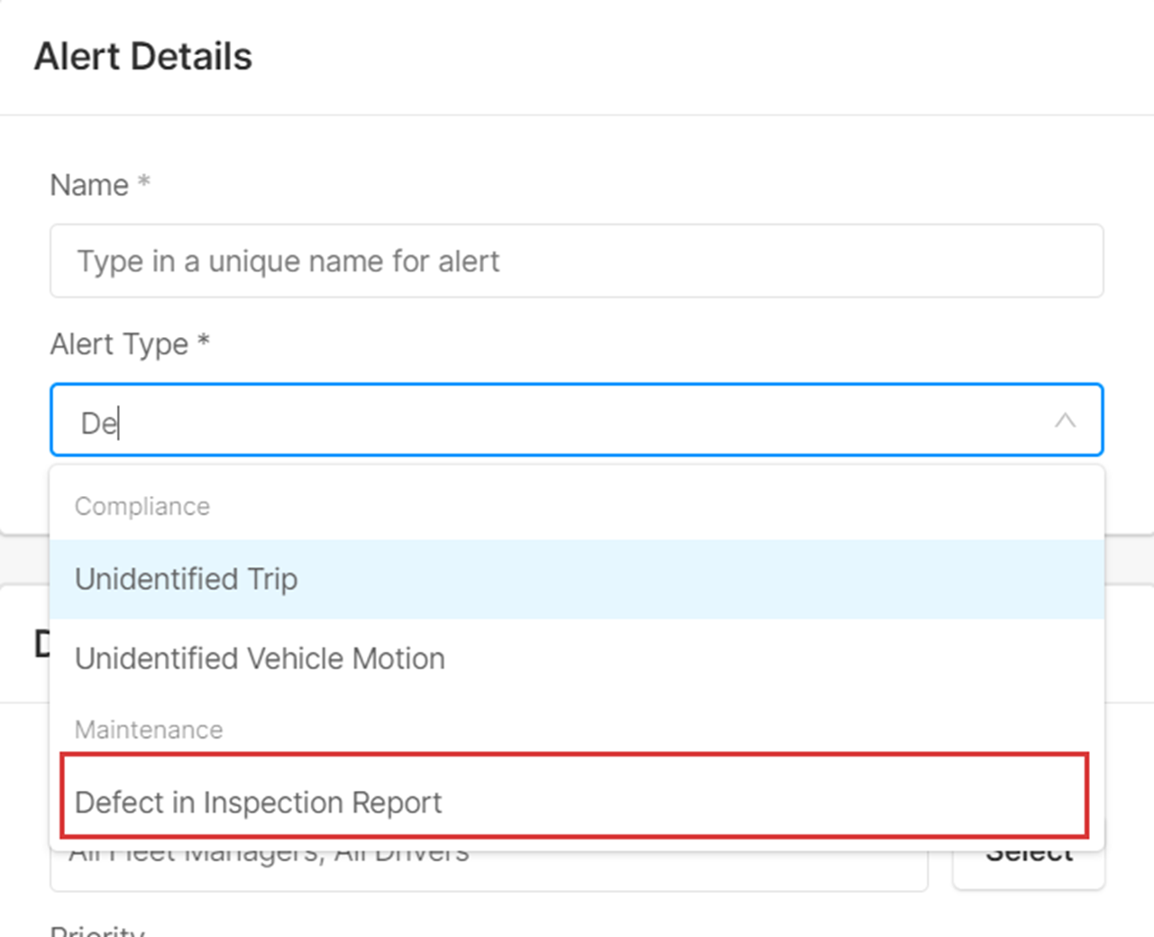 Alerts for Defects in Inspection Report – Motive Help Center